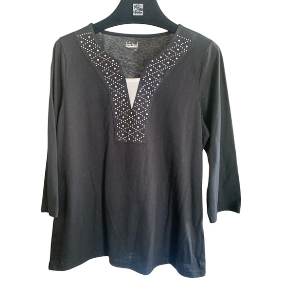 Basic Editions | Tops | Bejeweled Black Top | Poshmark
